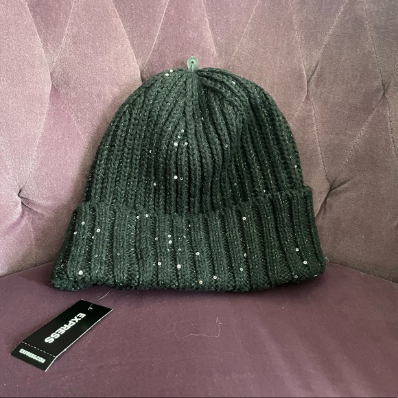 Express | Accessories | New With Tags Express Black Sequin Hat | Poshmark
